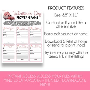 EDITABLE Valentine's Day Flower Gram Flyer | Valentine School ...