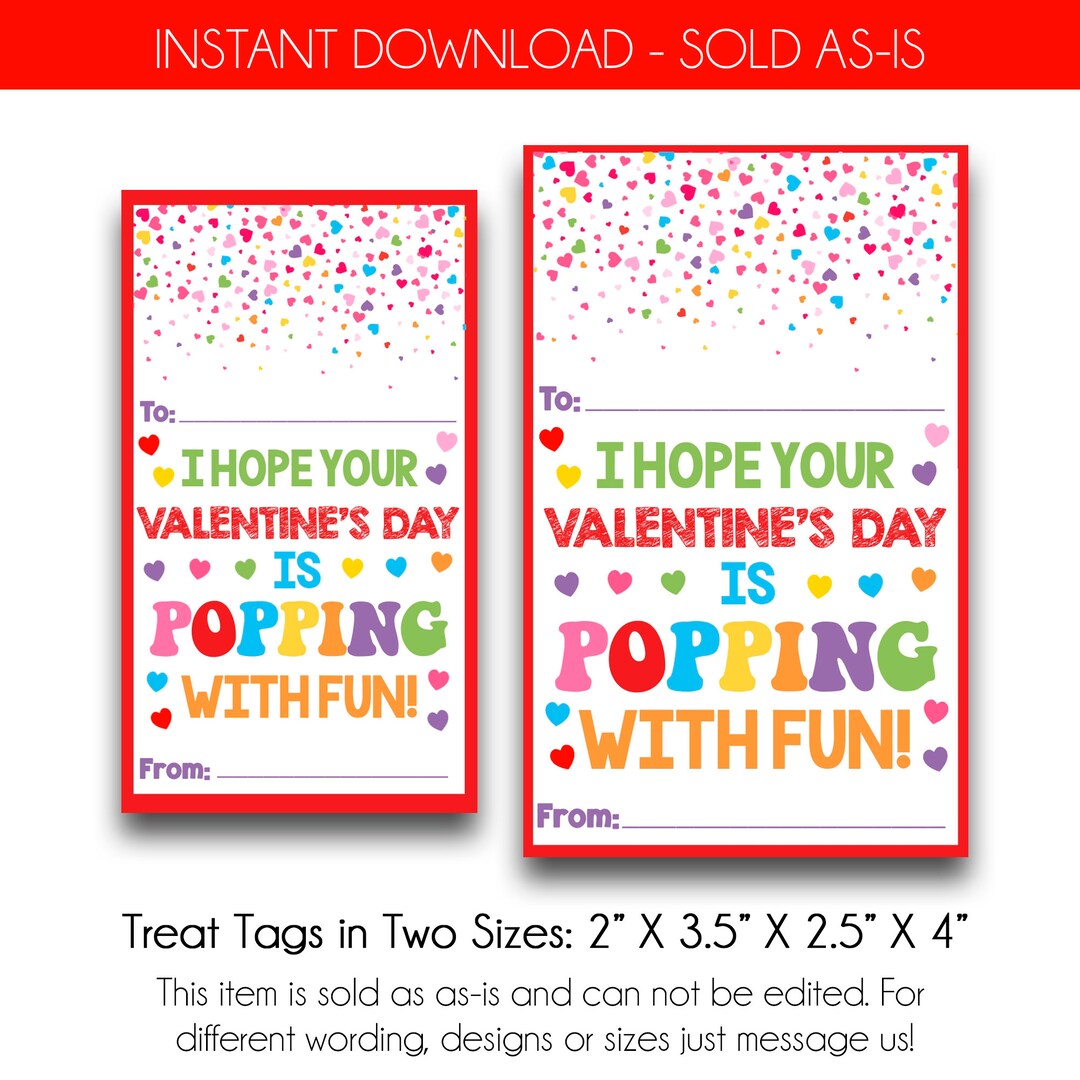INSTANT DOWNLOAD | I Hope Your Valentine's Day is Popping With Fun ...