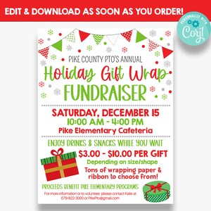 EDITABLE Holiday Gift Wrap Fundraiser Flyer | Gift Wrap Fundraiser ...