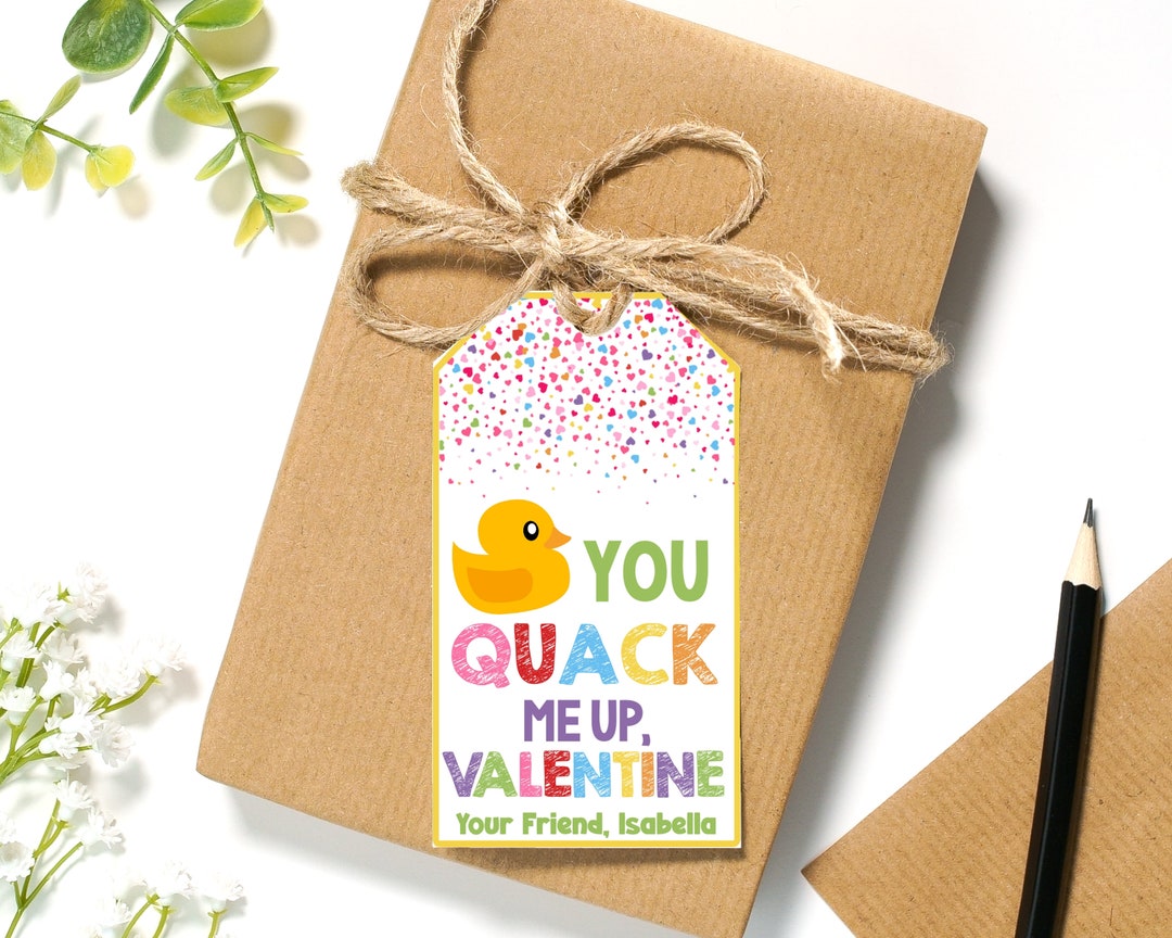 EDITABLE You Quack Me up Valentine's Day Treat Bag Tags | Rubber Duck ...