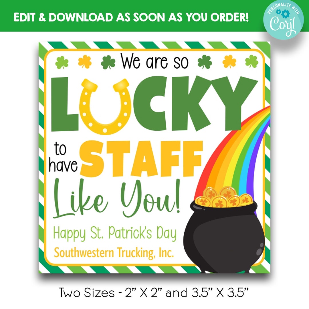 EDITABLE We Are so Lucky to Have a Staff Like You St. Patrick's Day ...