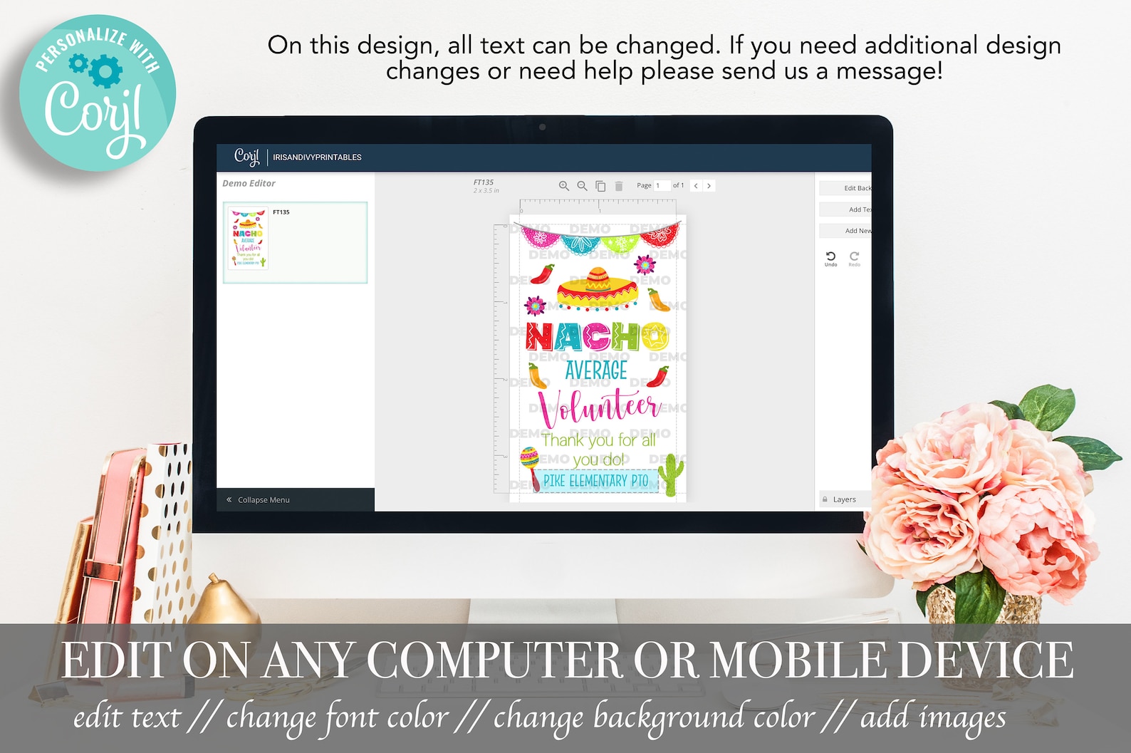 EDITABLE Nacho Average Volunteer Thank You Tags Volunteer - Etsy