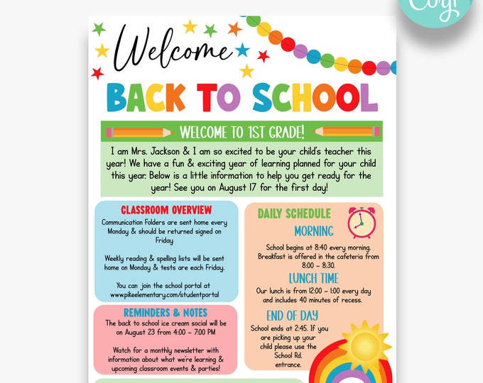 Welcome to Preschool Editable Newsletter Back to School Meet the ...