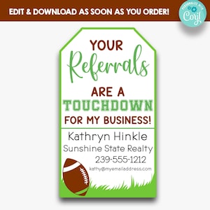 EDITABLE Football Fall Real Estate Pop by Tags | Your Referrals Are a ...