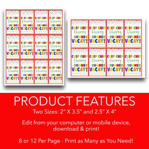 EDITABLE Chip Chip Hooray It's Summer Vacay Kid's Treat Tags | Class ...