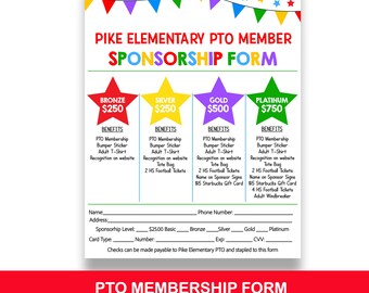 Printable/editable PTO PTA Membership Form Pto/pta Parent - Etsy