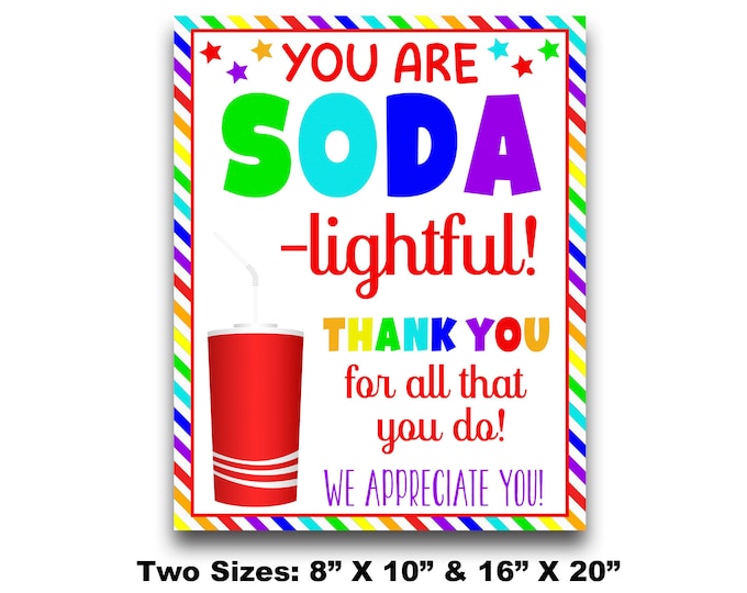 Printable Soda Drink Appreciation Sign Thank You Sign for Teachers ...