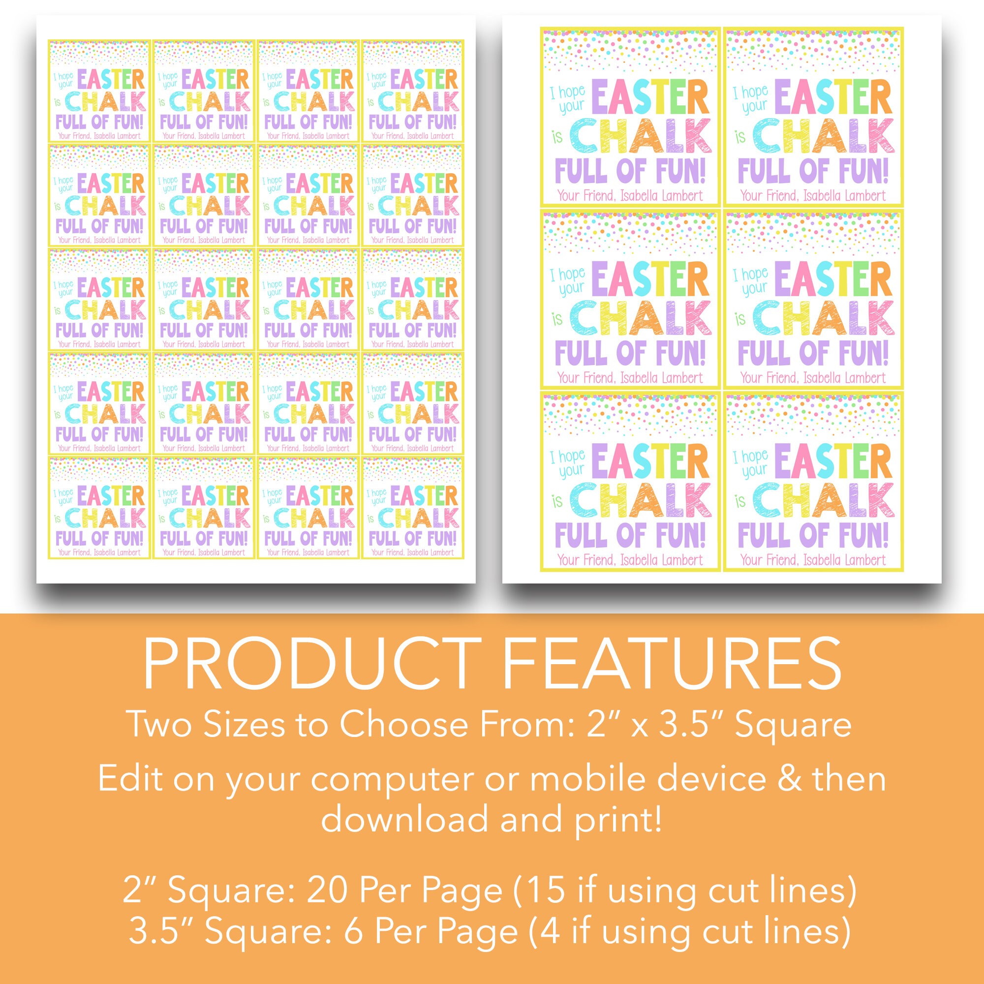 EDITABLE I Hope Your Easter is Chalk Full of Fun Easter Treat Bag Tags ...