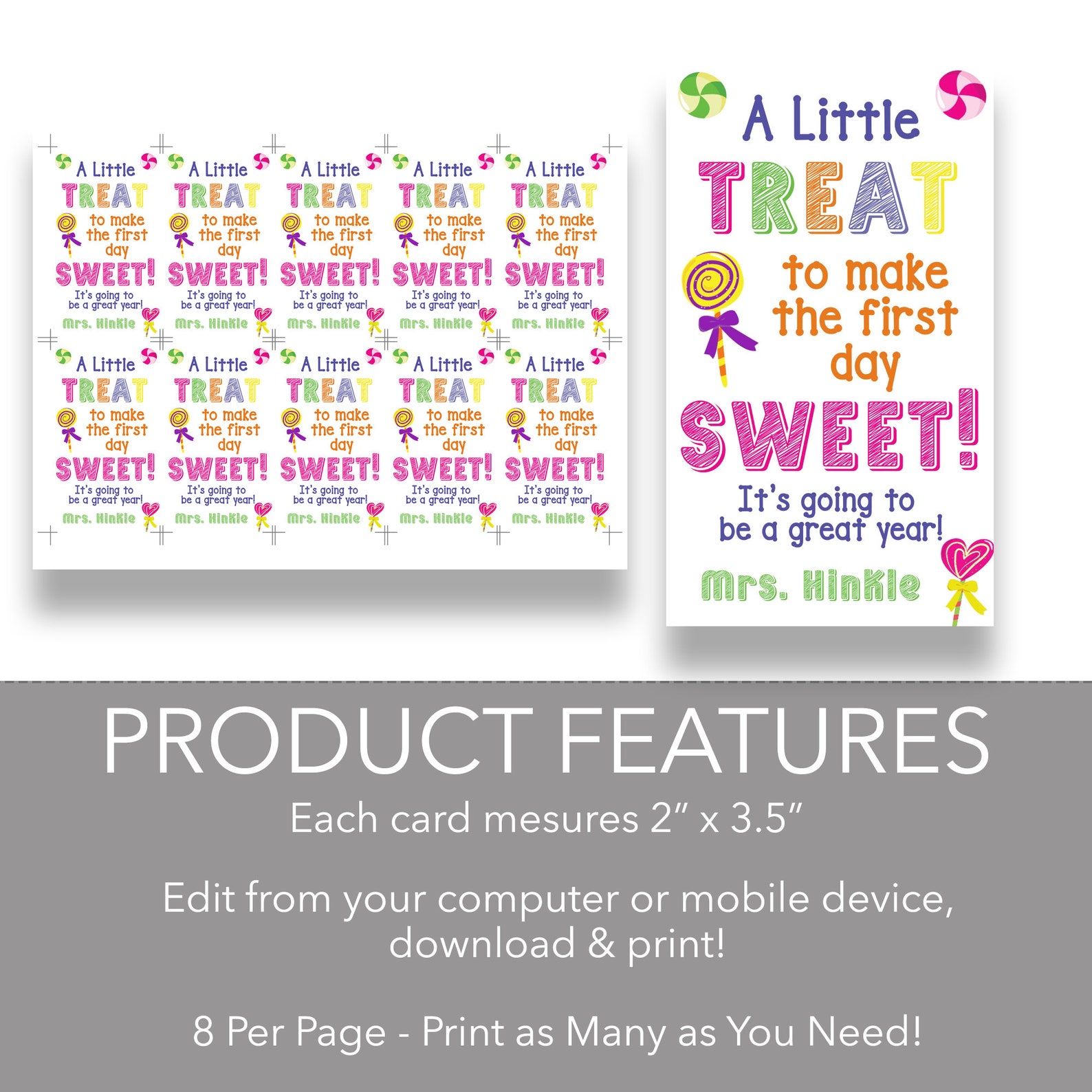 Editable Sweet Treat Welcome Back to School Tags Printable - Etsy
