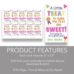 Editable Sweet Treat Welcome Back to School Tags | Printable First Day ...