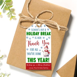 EDITABLE Christmas Teacher Appreciation Gift Tag | Snowman Christmas ...