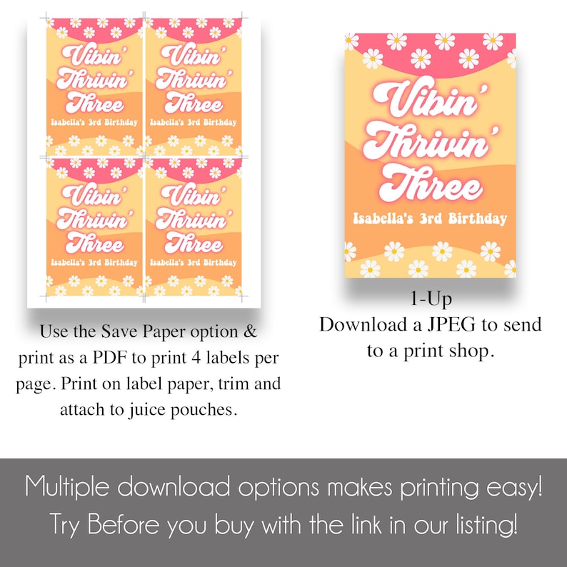 EDITABLE Vibin' Thrivin' Three Capri Sun Labels Pink - Etsy