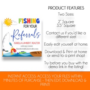 EDITABLE Fishing for Your Referrals Square Marketing Gift Tags ...
