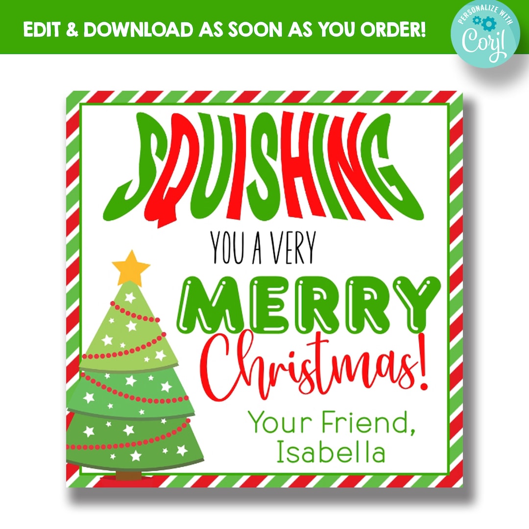 EDITABLE Squishing You a Merry Christmas Gift Tags | Kids Squish Toy ...
