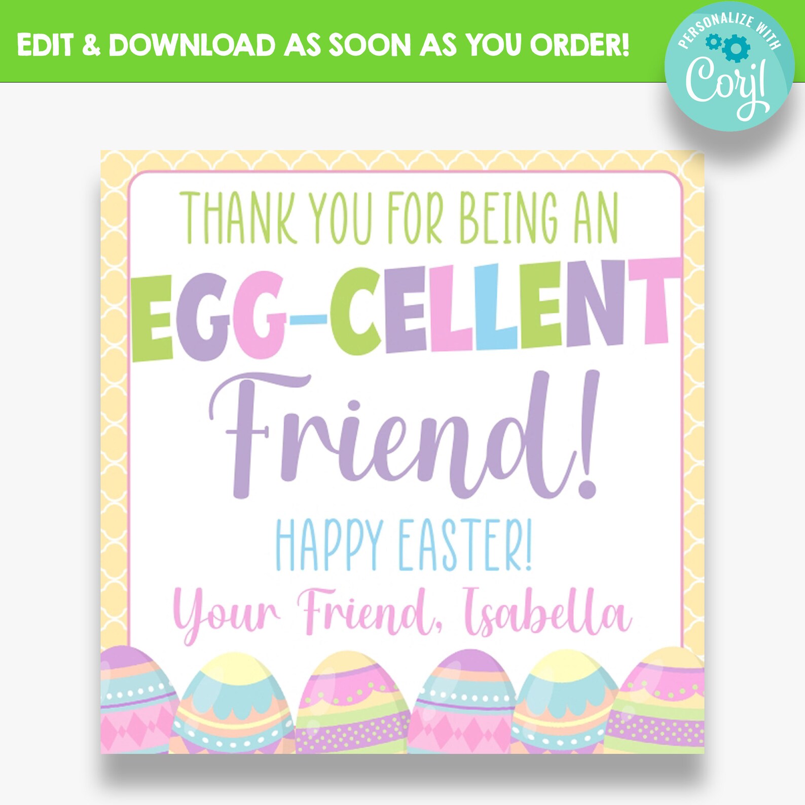 EDITABLE Thank You for Being an Egg-cellent Friend Gift Tags ...