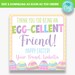 EDITABLE Thank You for Being an Egg-cellent Friend Gift Tags ...