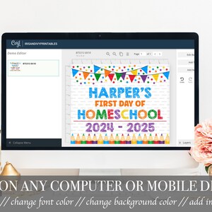 Editable Bright First Day of Homeschool First Day of School Sign ...