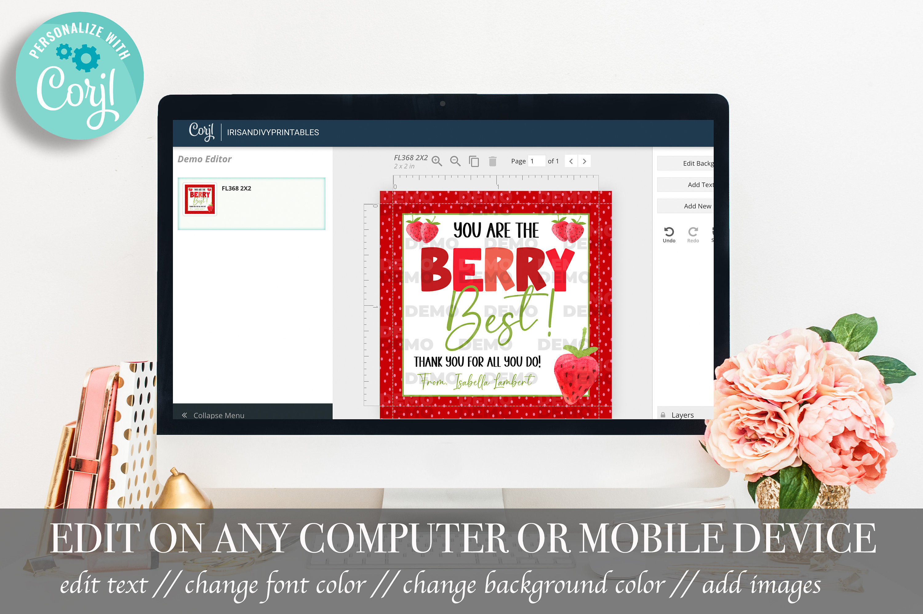 EDITABLE You Are the Berry Best Square Gift Tag | Strawberry Themed ...