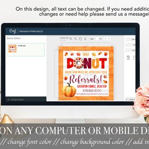 EDITABLE Fall Themed You You Donut Know How Much Your Referrals Mean to ...