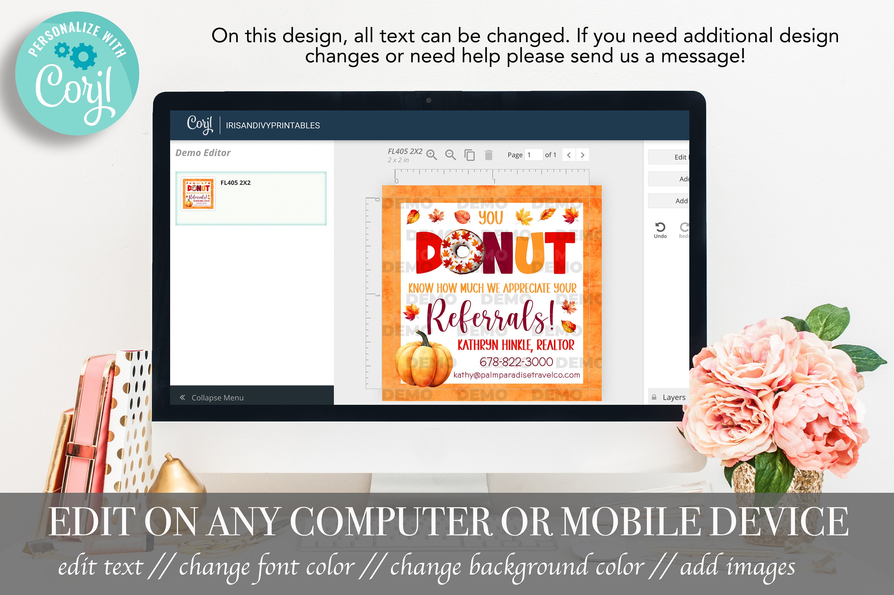 EDITABLE Fall Themed You You Donut Know How Much Your Referrals Mean to ...