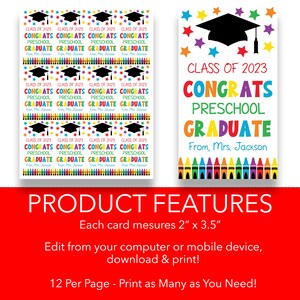 EDITABLE Congrats Preschool Graduate Rectangle Gift Tags | Preschool ...
