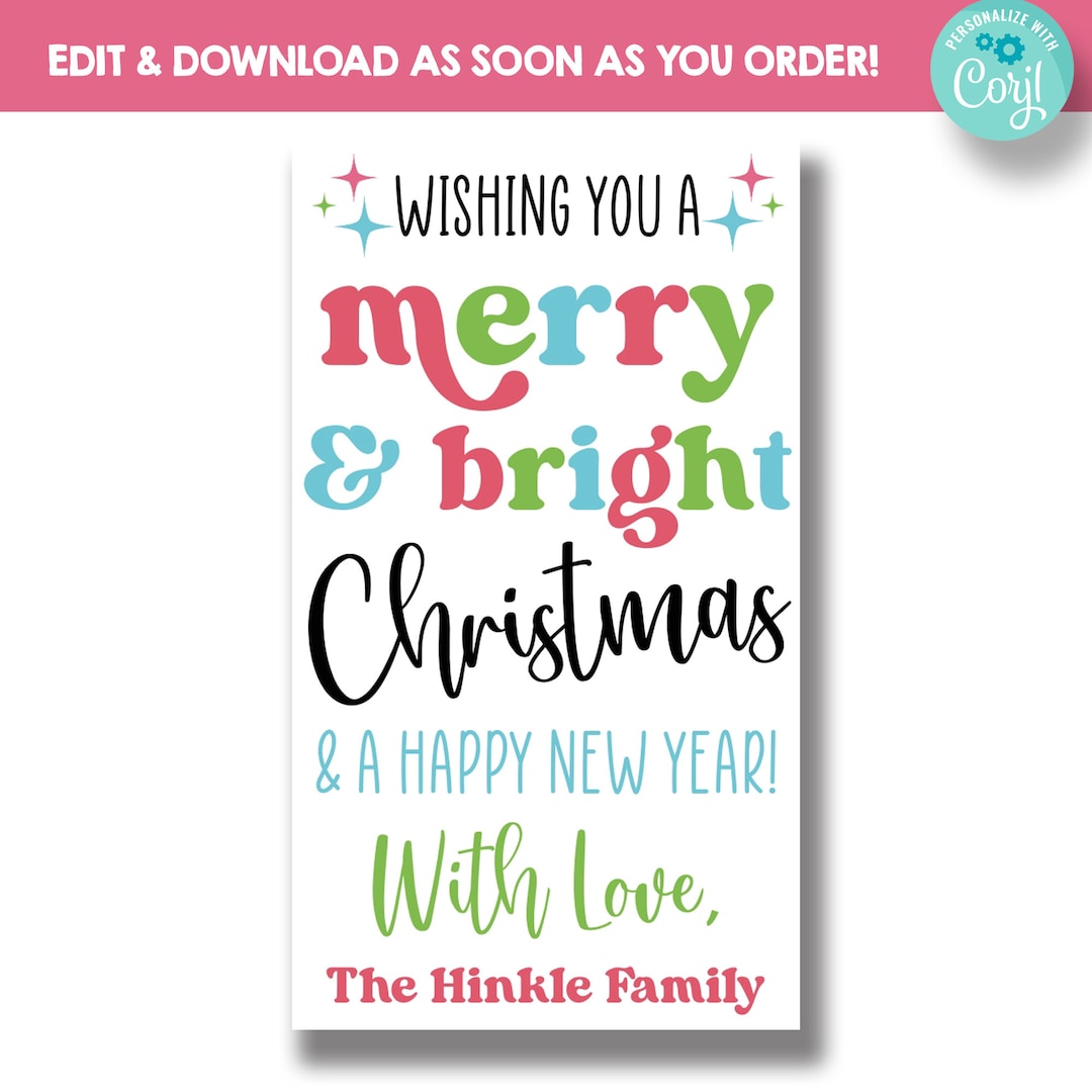 EDITABLE Retro Christmas Gift Tags | Wishing You A Merry & Bright ...