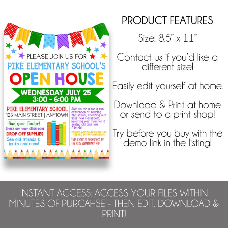 EDITABLE Back to School Open House Flyer Printable Back to - Etsy