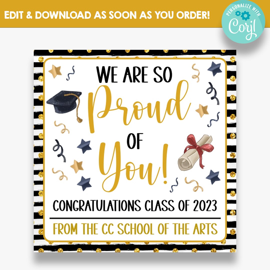 EDITABLE Graduation Square Gift Tags | Class of 2023 Favor Tags | We ...