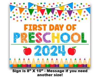 Bright First Day of 2nd Grade 2024 Sign Printable Kids Back to School ...