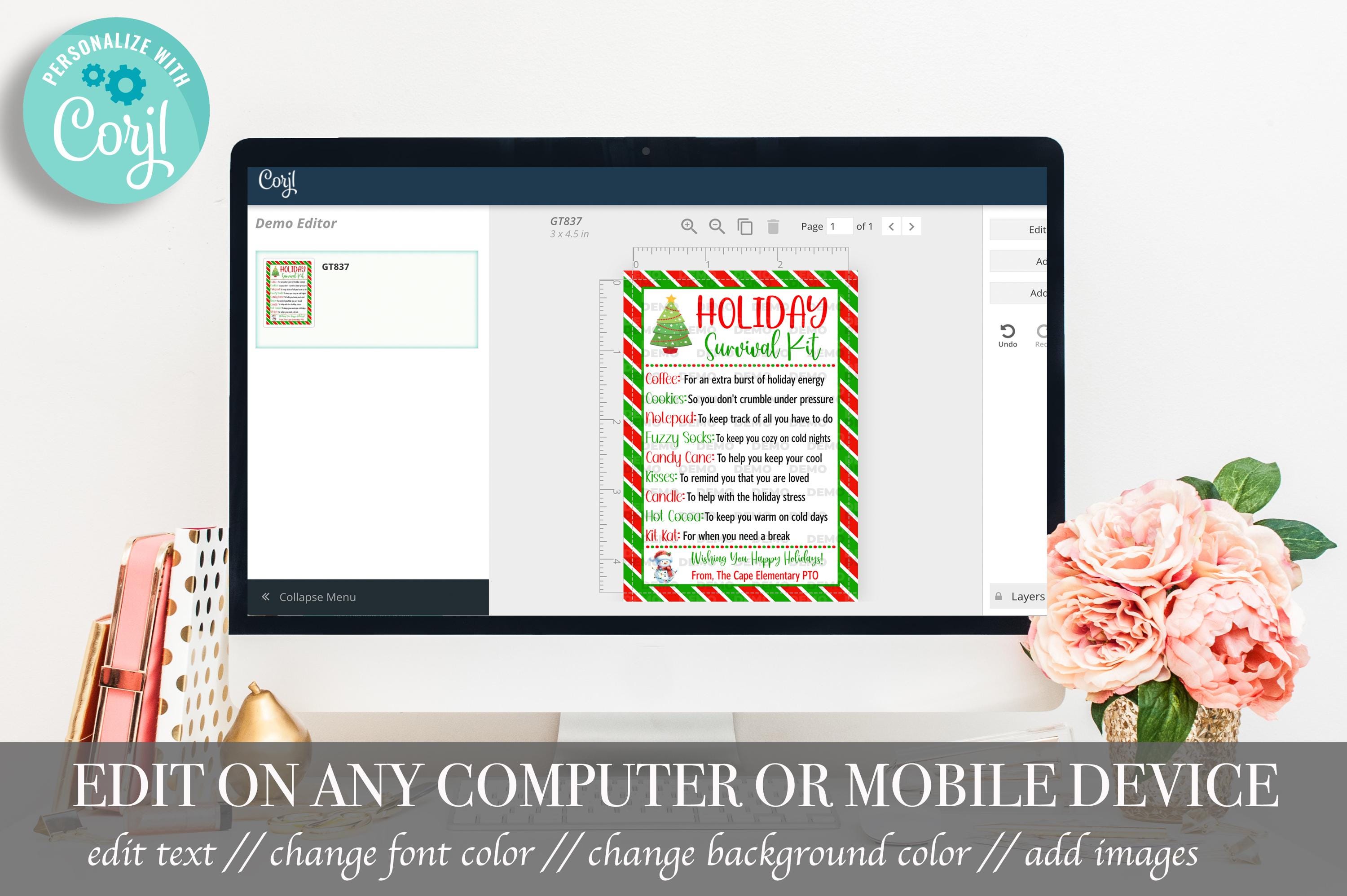 EDITABLE Holiday Survival Kit Gift Tags | Printable Christmas Tags ...