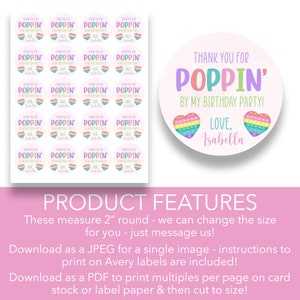 EDITABLE Pastel Pop It Party Favor Tags | Heart Pop Fidget Thank You ...