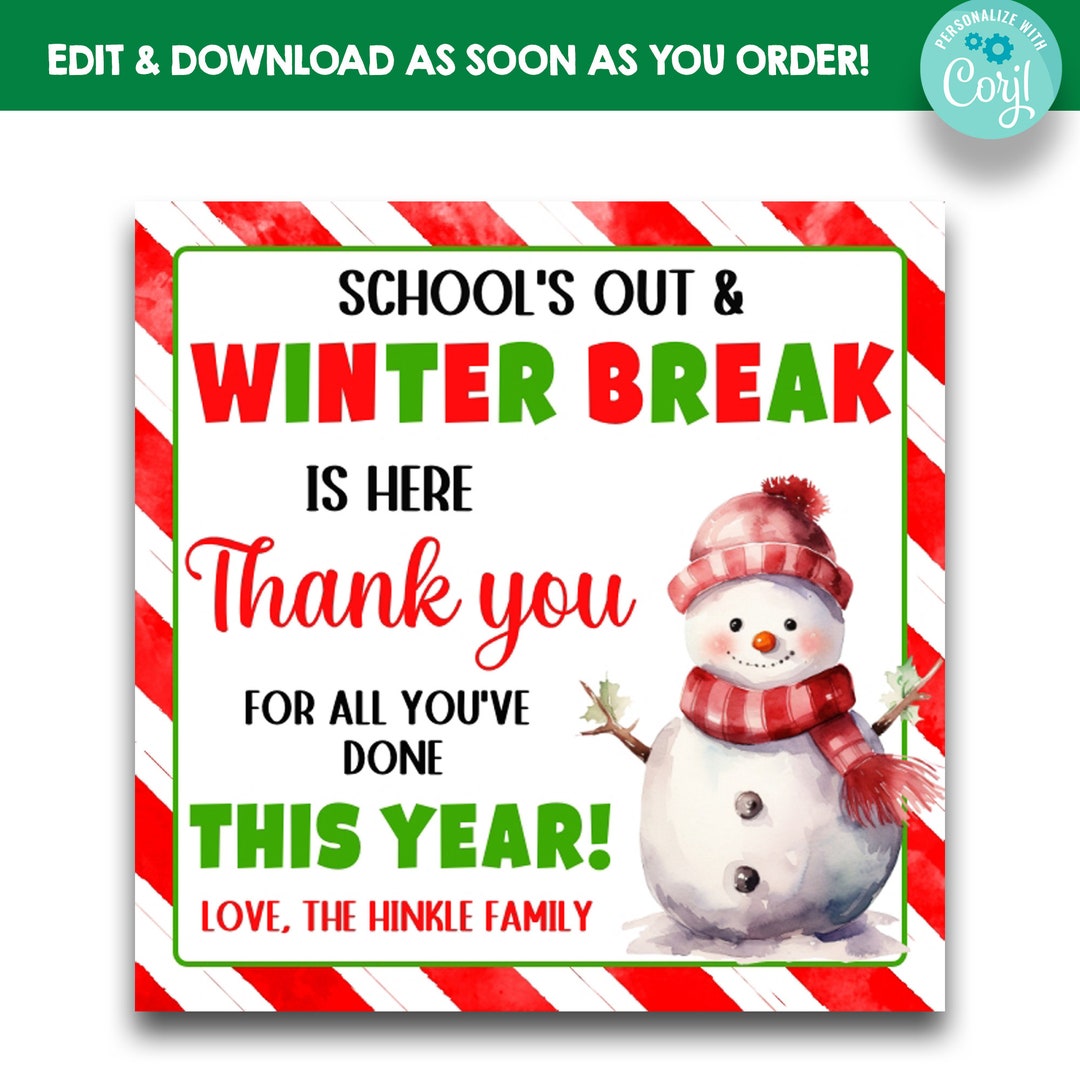 EDITABLE Christmas Appreciation Gift Tag | Winter Break Teacher ...