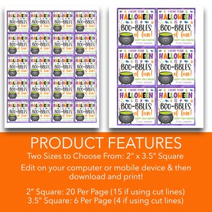 EDITABLE Hope Your Halloween is Boo-bbles of Fun Square Treat Bag Tags ...