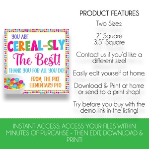 EDITABLE You Are Cereal-sly the Best Thank You Treat Tags | Teacher ...