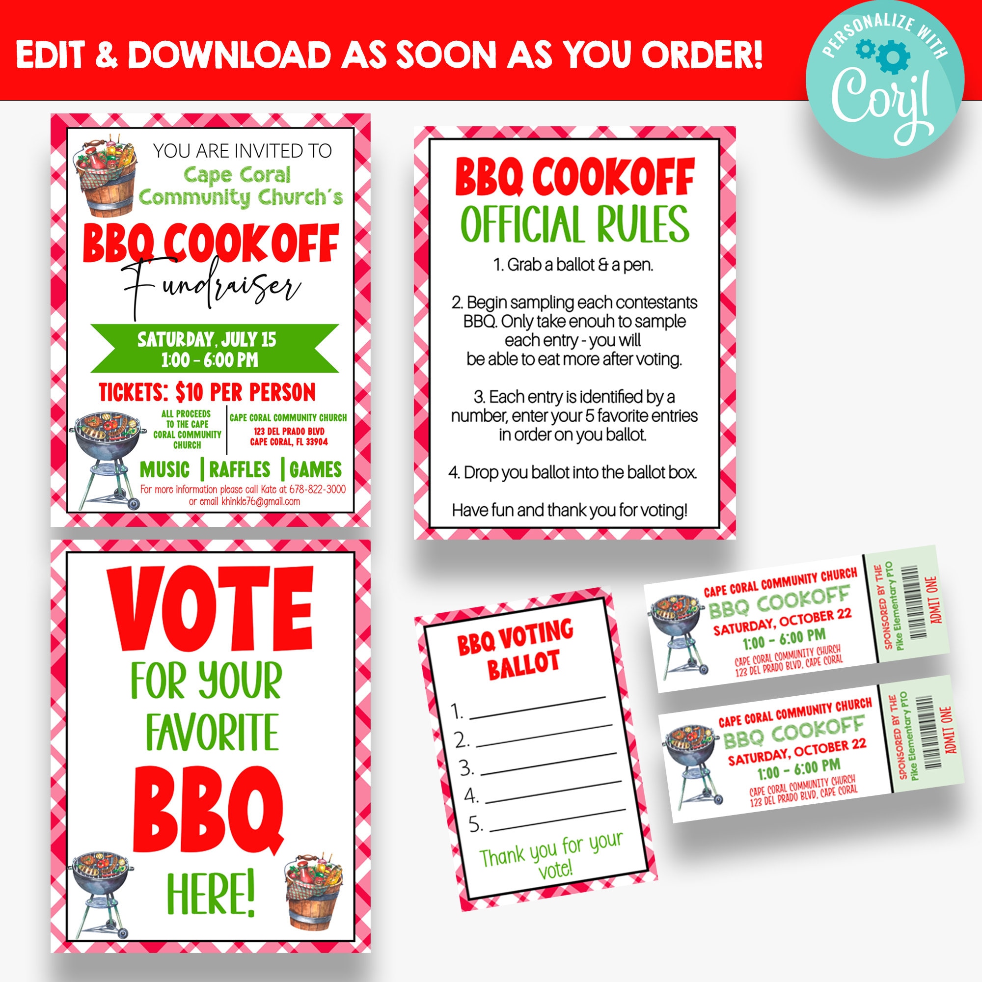 EDITABLE BBQ Cook-off Fundraising Bundle BBQ Cook off Flyer - Etsy