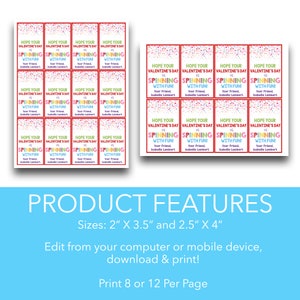 EDITABLE Hope Your Valentine's Day is Spinning With Fun Treat Tags ...