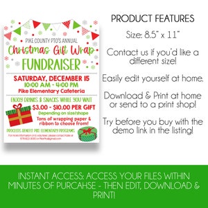 EDITABLE Christmas Gift Wrap Fundraiser Flyer | Gift Wrap Fundraiser ...