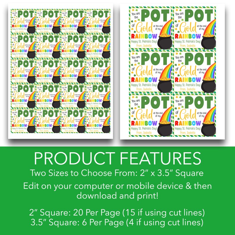 EDITABLE You Are the Pot of Gold at the End of My Rainbow St Patrick's ...