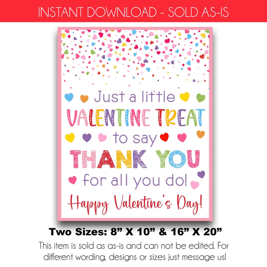 INSTANT DOWNLOAD A Valentine Treat to Say Thank You for All You Do ...