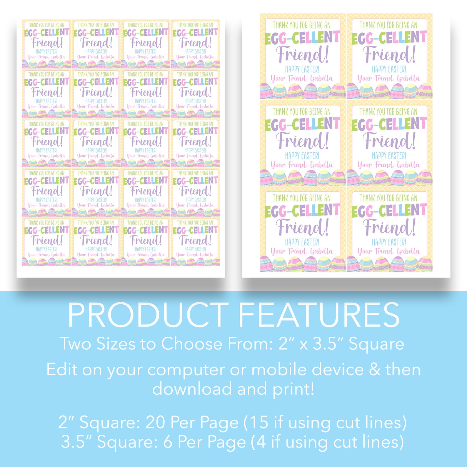 EDITABLE Thank You for Being an Egg-cellent Friend Gift Tags ...