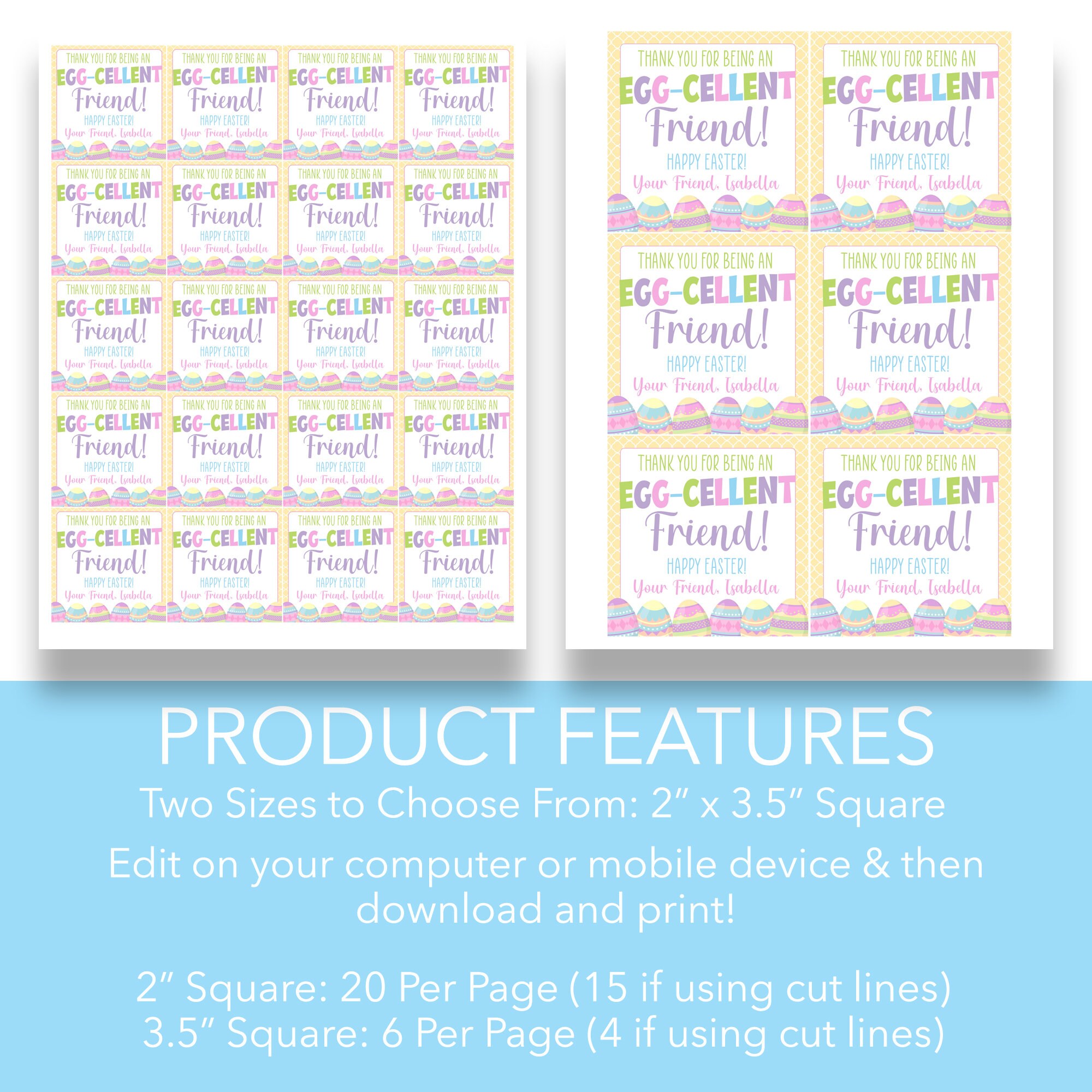 EDITABLE Thank You for Being an Egg-cellent Friend Gift Tags ...