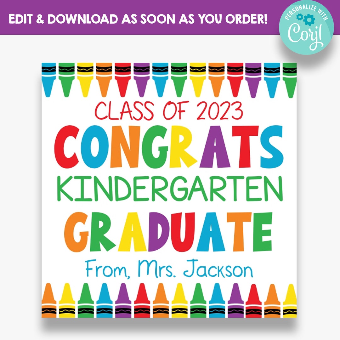 EDITABLE Congrats Kindergarten Graduate Square Gift Tags | Kindergarten ...
