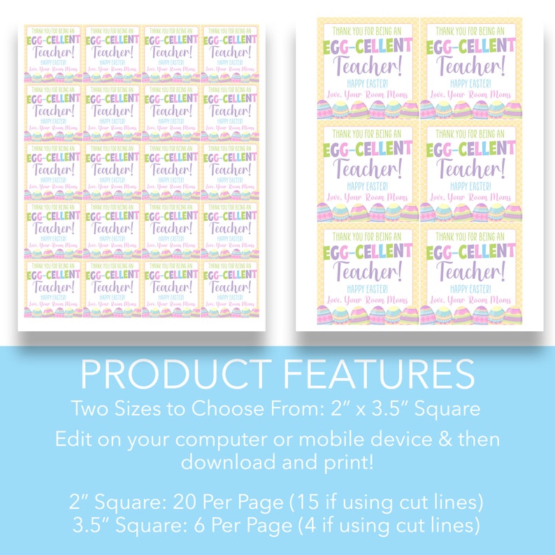 EDITABLE Thank You for Being an Egg-cellent Teacher Gift Tags ...