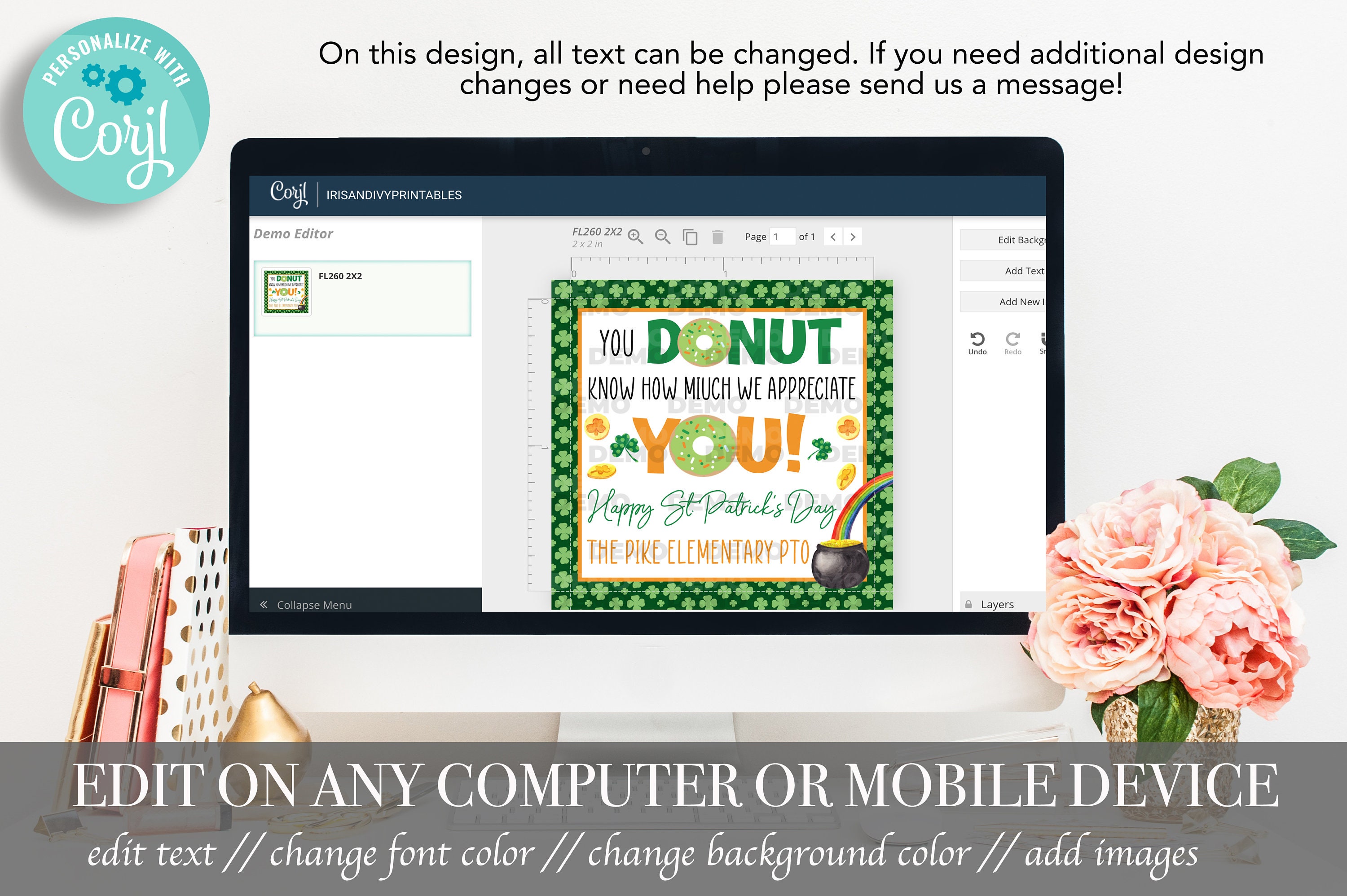 EDITABLE You Donut Know How Much We Appreciate You St. Patrick's Day ...