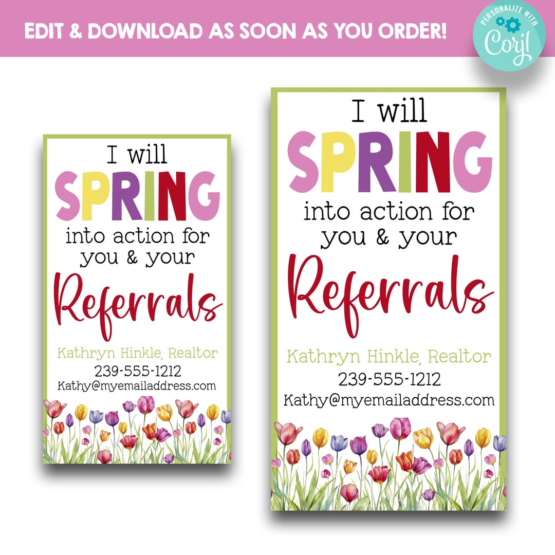 EDITABLE Spring Marketing Referral Treat Tags | Spring Flower Marketing ...