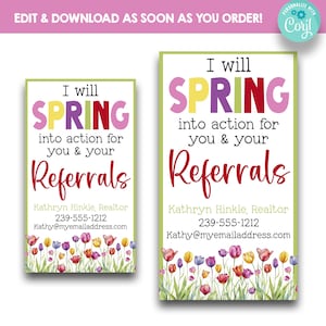 EDITABLE Spring Marketing Referral Treat Tags | Spring Flower Marketing ...