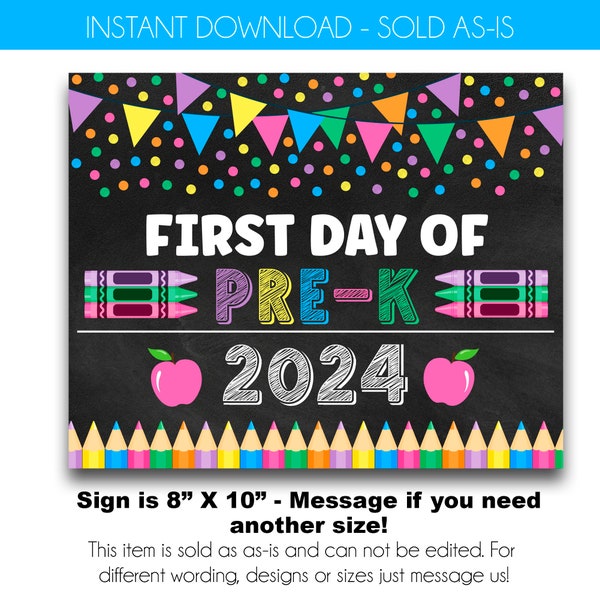 First Day of Pre K - Etsy