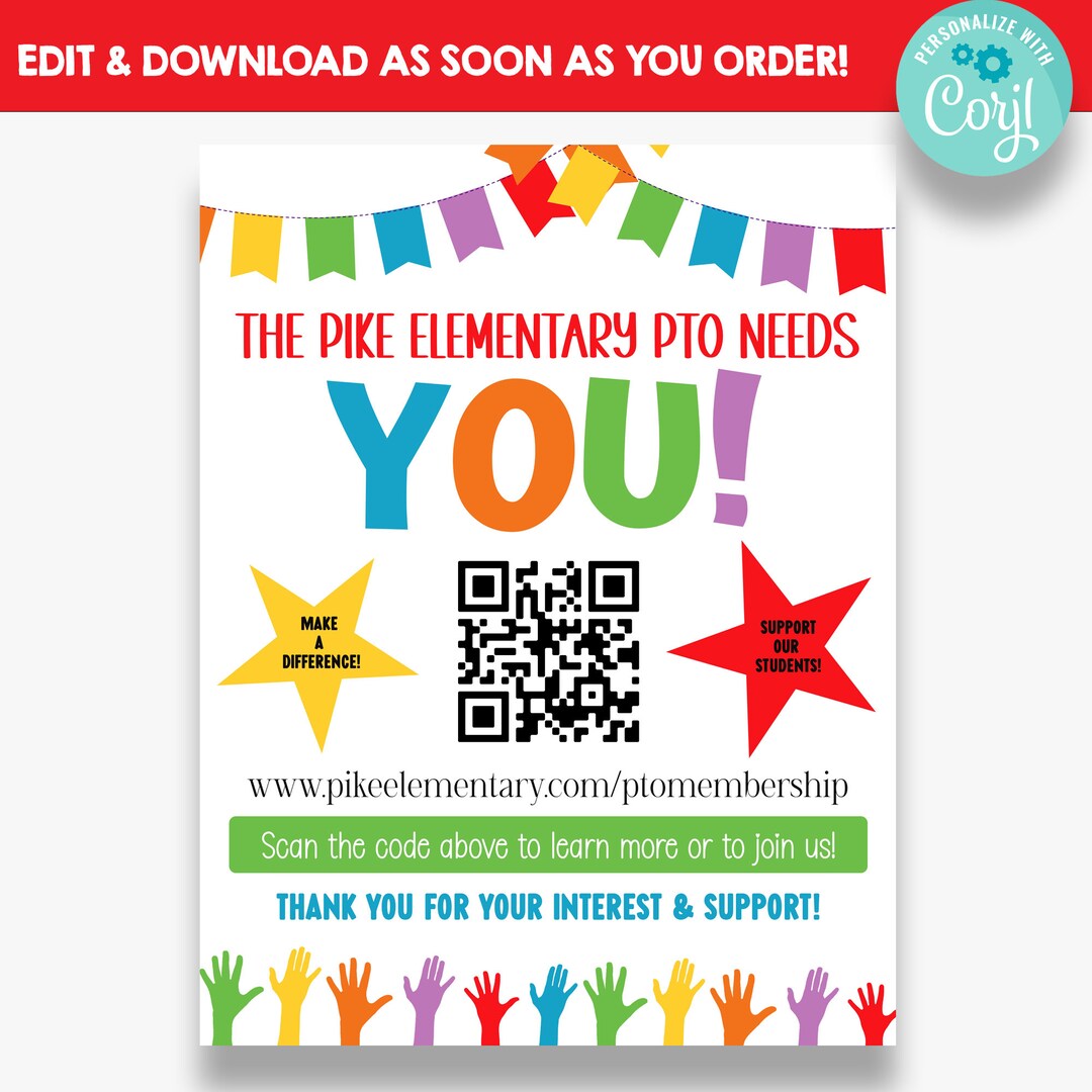 EDITABLE PTO Recruitment Flyer the Pto Needs You Flyer With QR Code ...