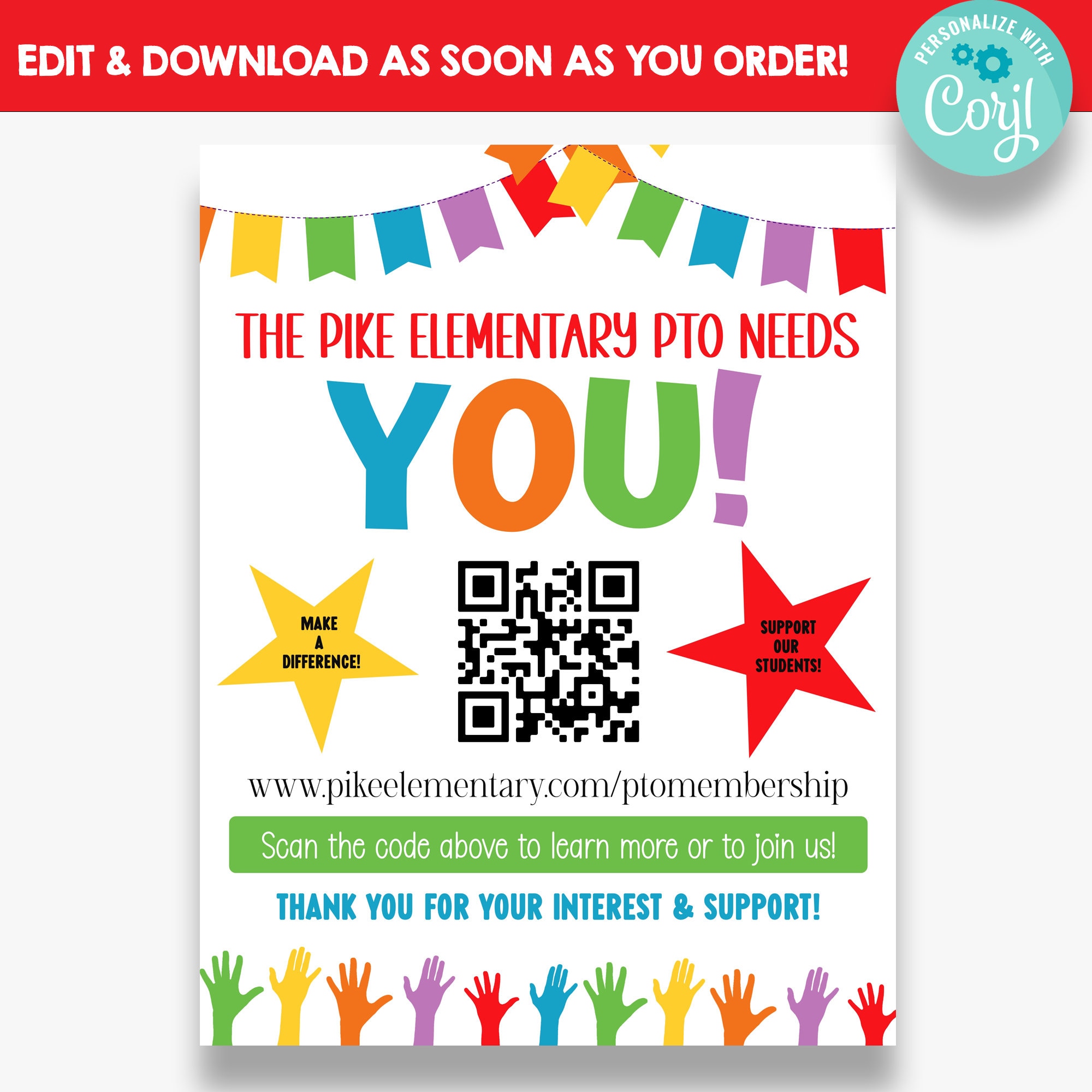 EDITABLE PTO Recruitment Flyer the Pto Needs You Flyer With - Etsy