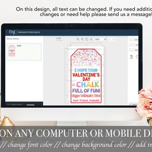EDITABLE I Hope Your Valentine's Day is Chalk Full of Fun Valentine's ...